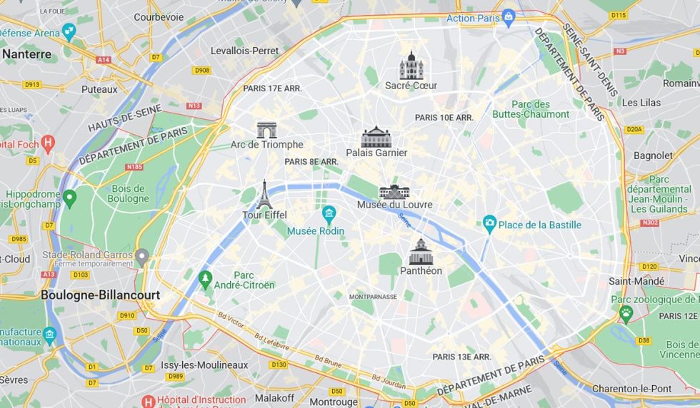 PLAN DE PARIS - LARGE - PLAN DETAILLE DE PARIS